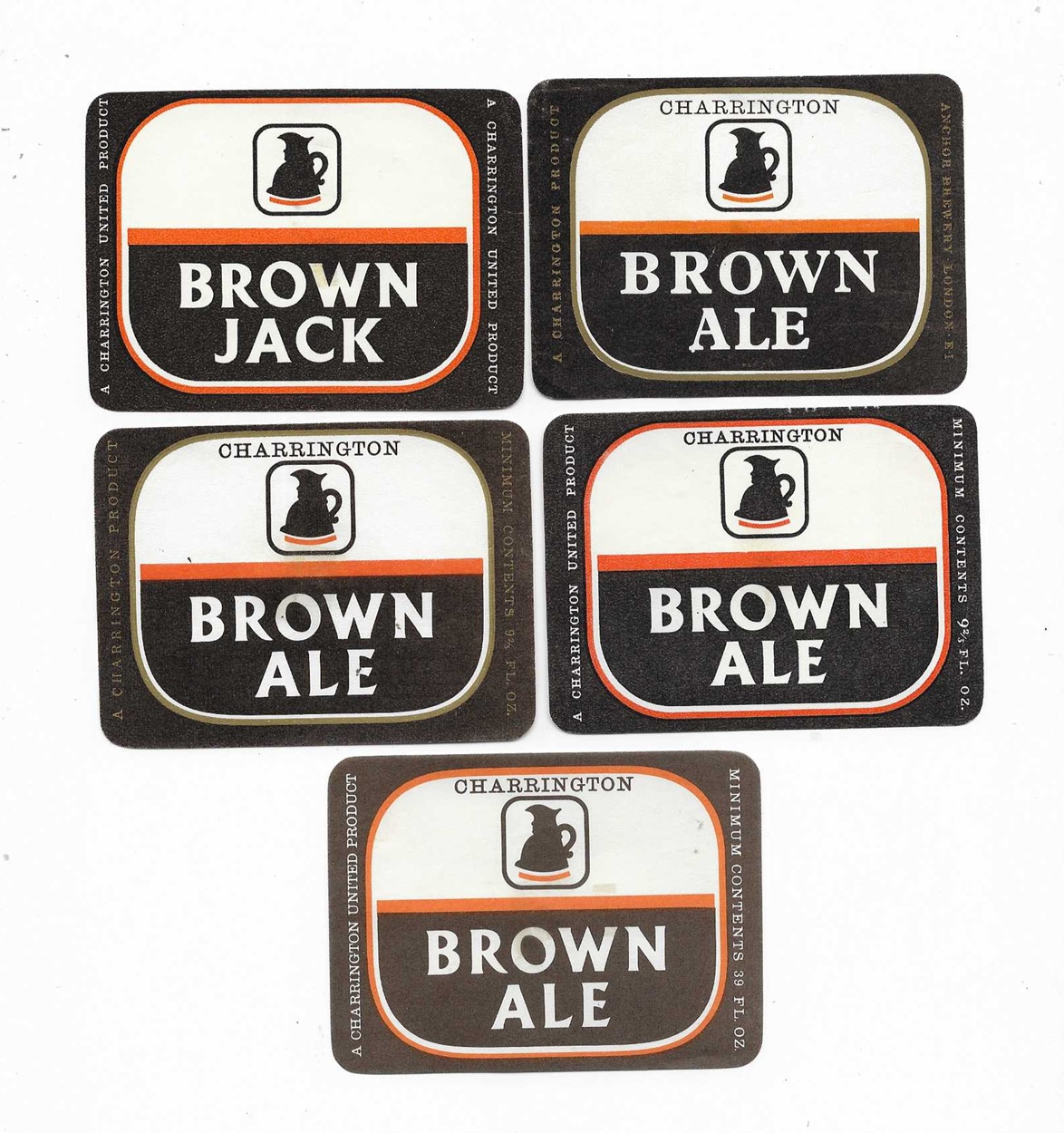 CHARRINGTON – BROWN ALE LABELS – SEE BOTH PICS – British Beer Labels