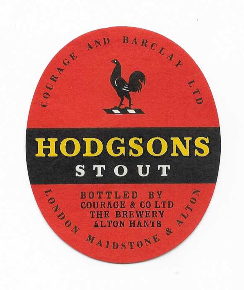 COURAGE AND BARCLAY – HODGSONS – ALTON – 70mm TALL – British Beer Labels