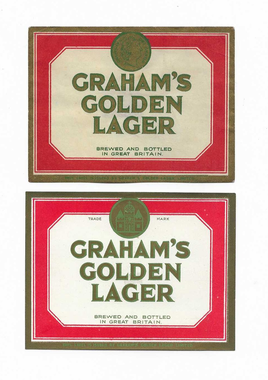 GRAHAM’S GOLDEN LAGER PAIR – YYY – SEE BOTH PICS – British Beer Labels
