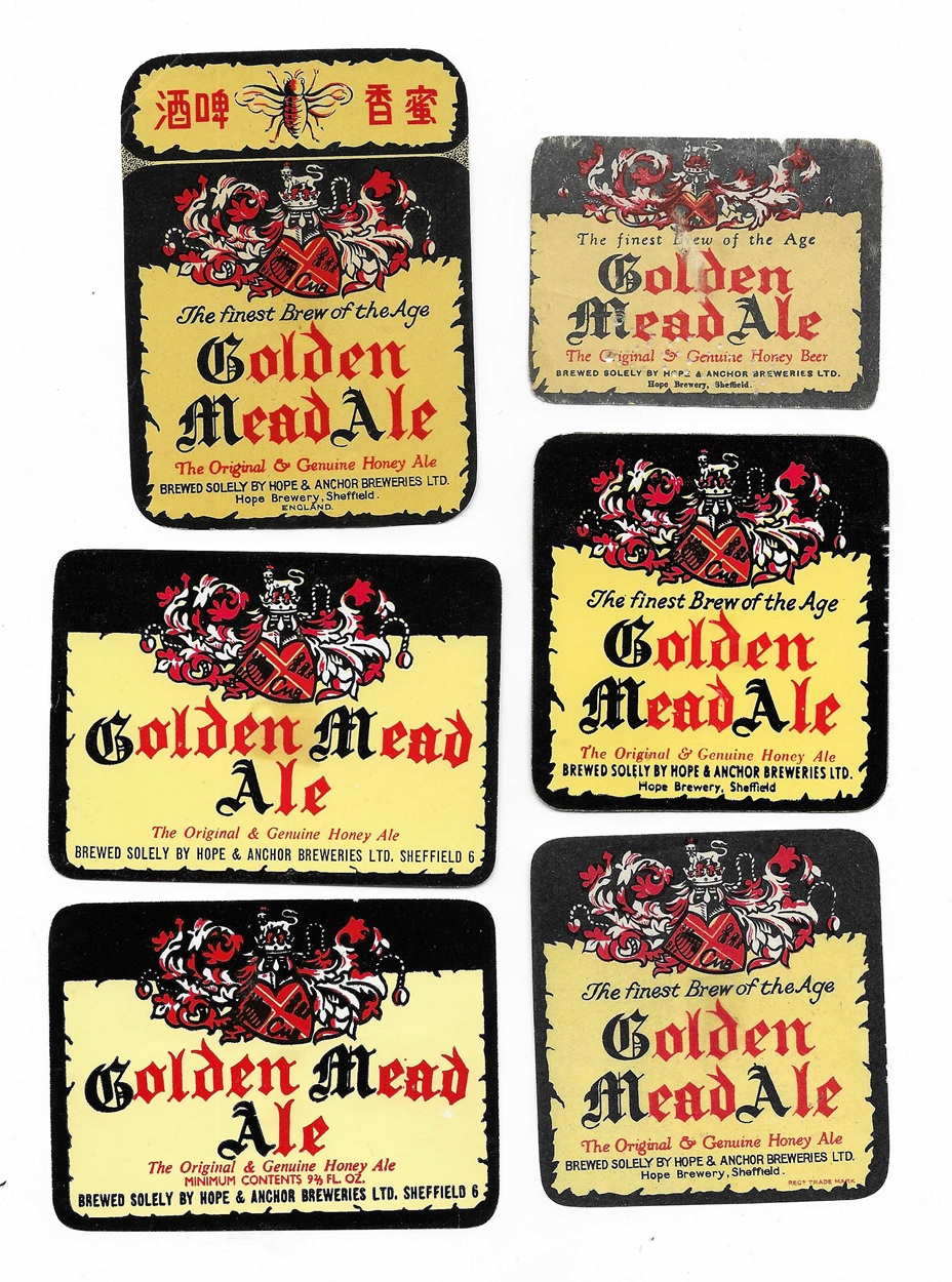 HOPE AND ANCHOR OF SHEFFIELD – GROUP OF 6 DIFFERENT GOLDEN MEAD ALE ...