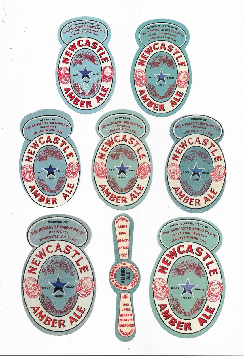 NEWCASTLE BREWERIES – NICE GROUP OF 8 DIFFERENT AMBER ALE LABELS – SEE ...