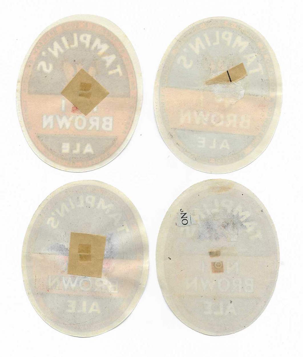 TAMPLIN OF BRIGHTON – 4 DIFFERENT OVAL BROWN ALE LABELS – SEE BOTH PICS ...