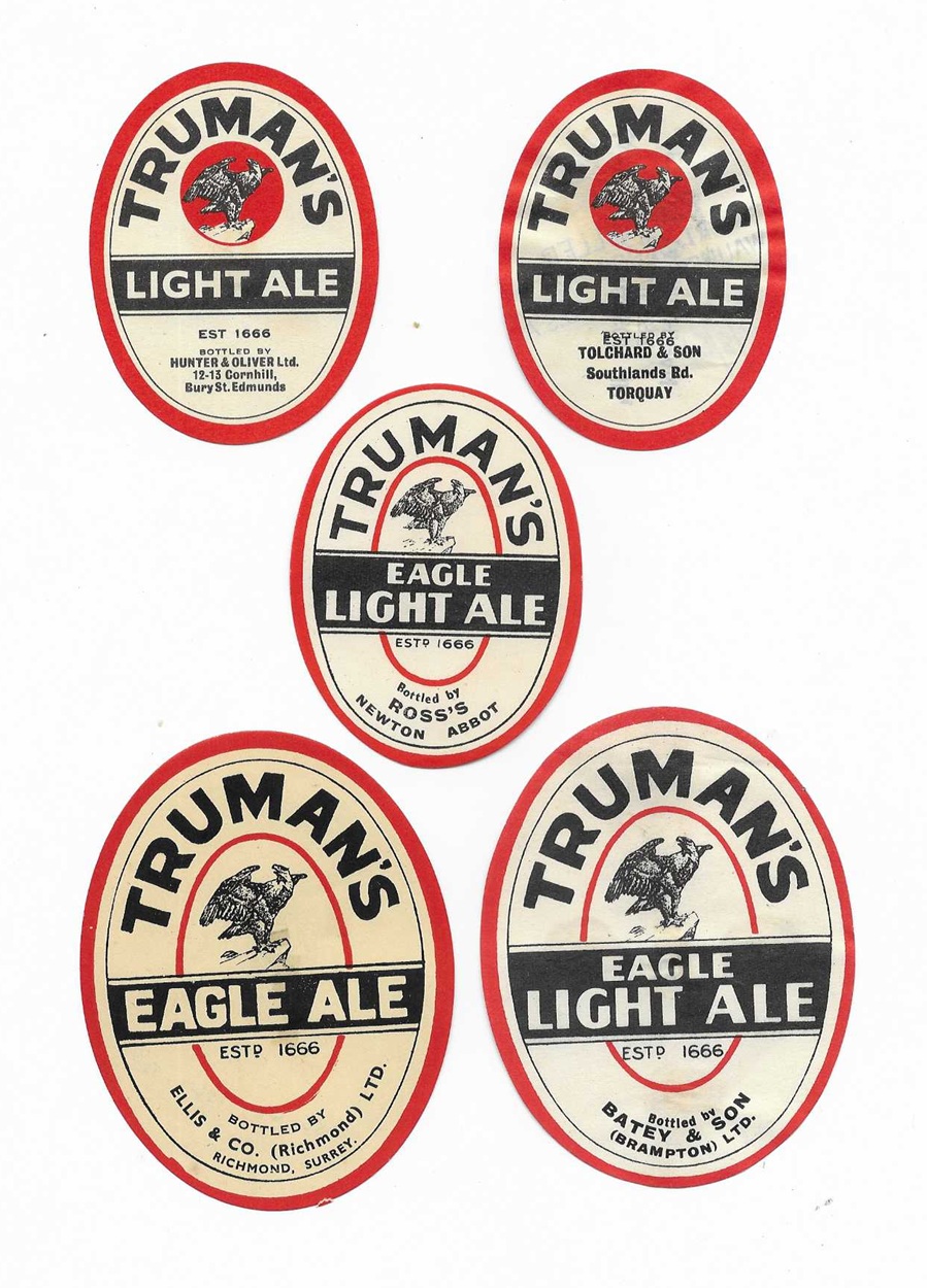 TRUMAN 5 OVAL NAMED BREWER / BOTTLER – SEE BOTH PICS – British Beer Labels