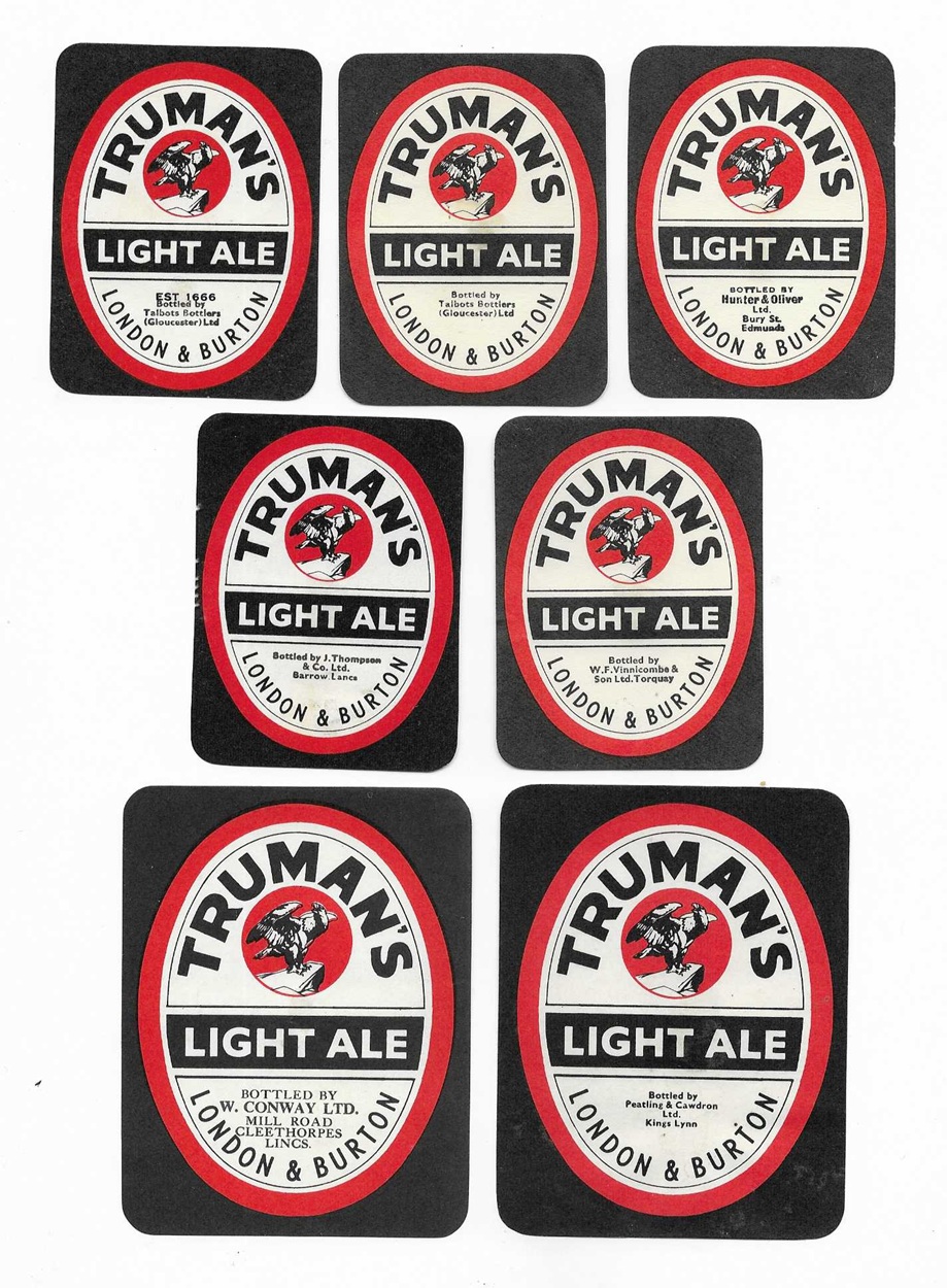 TRUMAN NAMED 7 DIFFERENT NAMED BREWER / BOTTLERS – SEE BOTH PICS ...