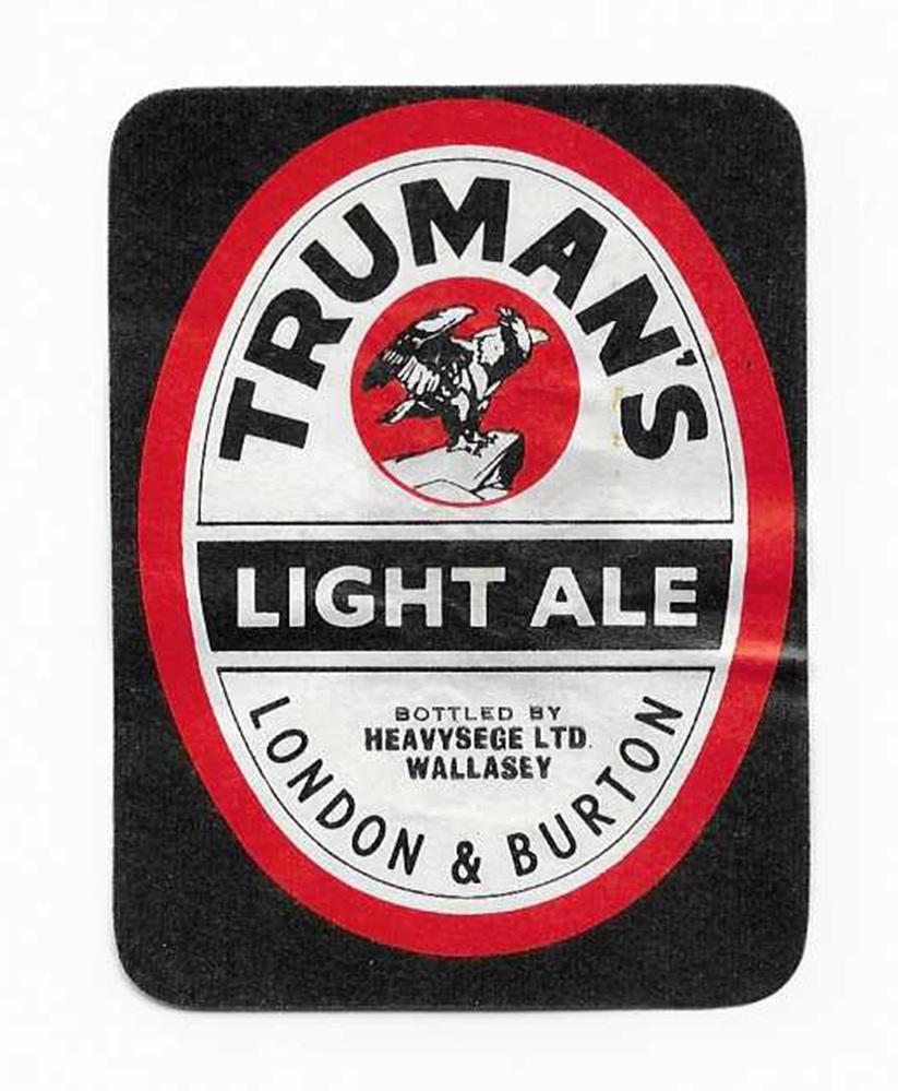 TRUMAN – LIGHT ALE – HEAVYSEIGE OF WALLASEY – 66mm TALL – SEE BOTH PICS ...