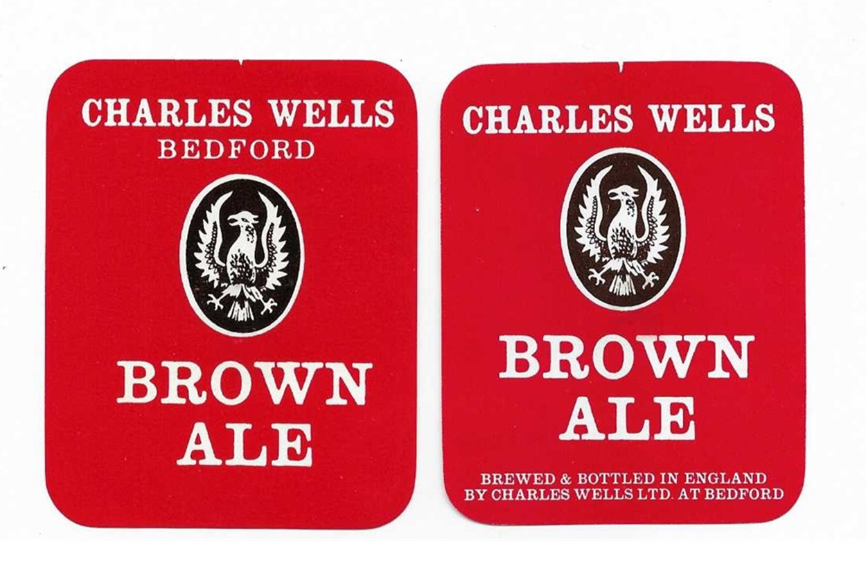 CHARLES WELLS OF BEDFORD – 2 DIFFERENT LABELS MNO – British Beer Labels