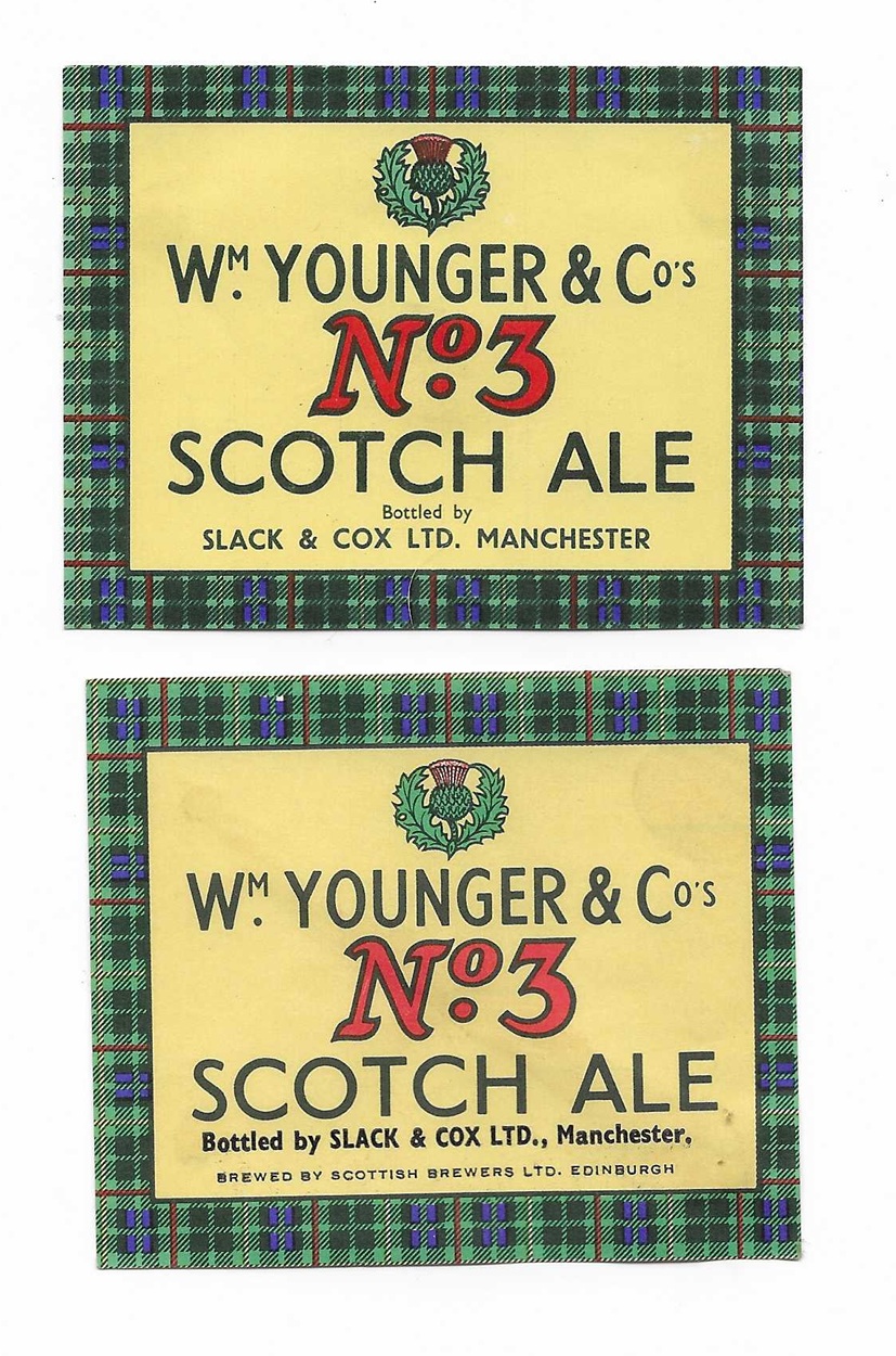 Wm. YOUNGER – No.3 SCOTCH ALE – 2 DIFFERENT – SLACK & COX OF MANCHESTER ...