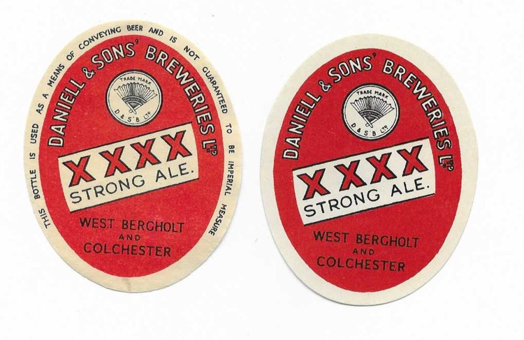 DANIELL & SONS – 2 DIFFERENT XXXX STRONG ALE LABELS – British Beer Labels