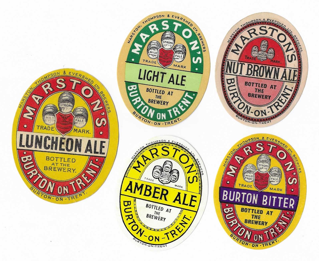 MARSTON THOMPSON EVERSHED – GROUP OF 5 – BOTTLED AT THE BREWERY – SEE 2 ...