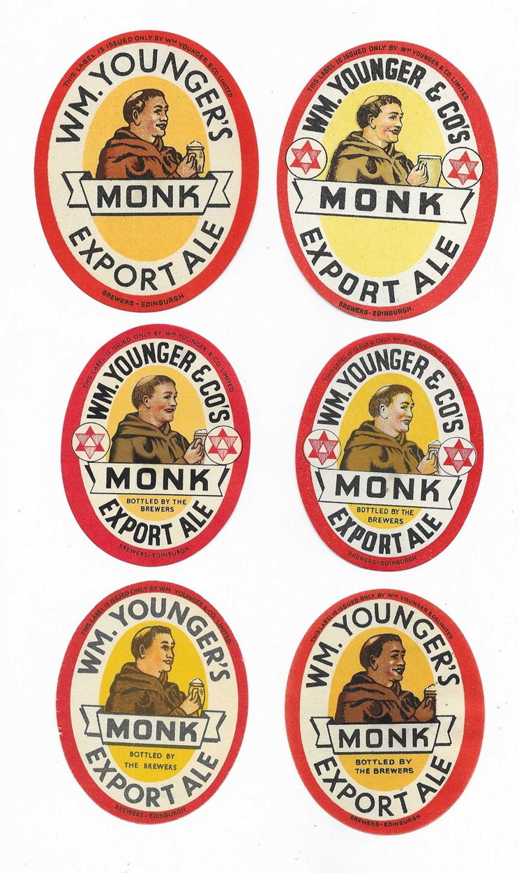 Wm. YOUNGER 6 DIFFERENT MONK ALE LABELS – CHECK WORDING – 1950’S LABELS ...