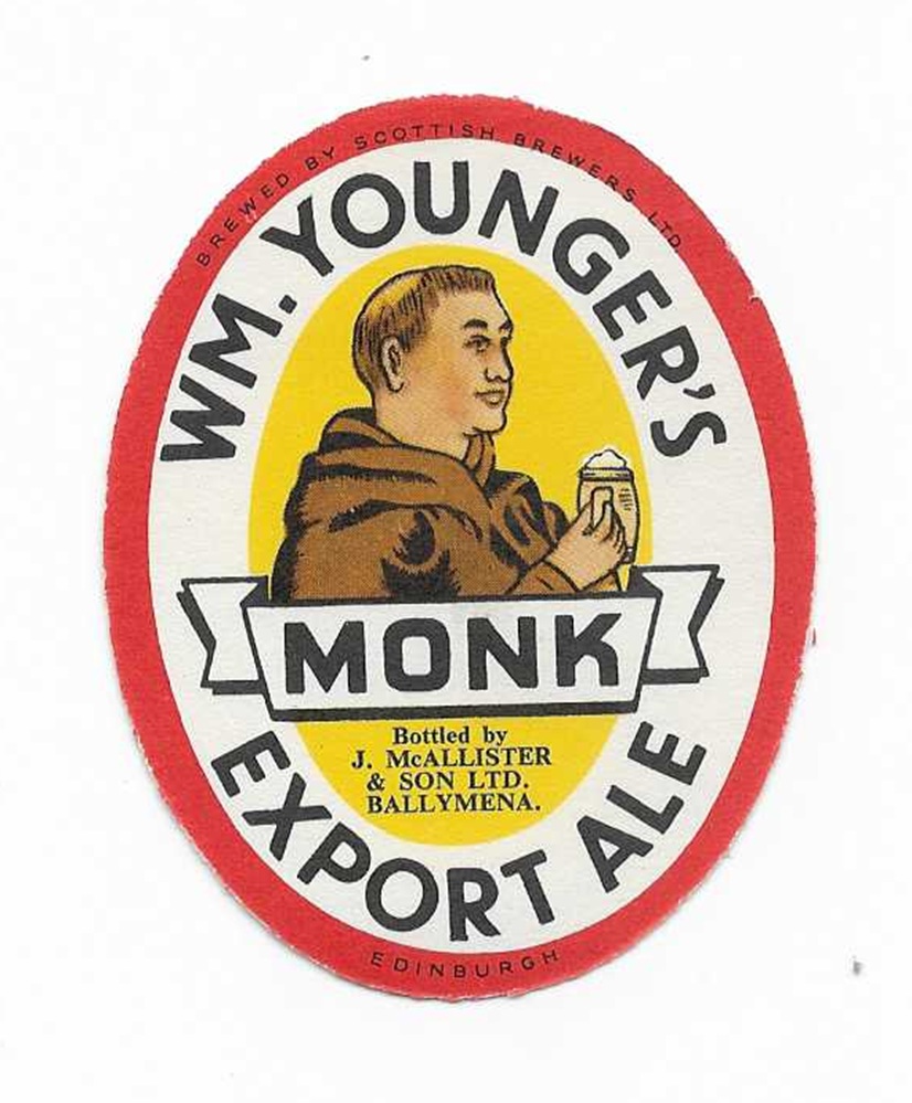 YOUNGER Wm. – MONK EXPORT ALE – McALLISTER OF BALLYMENA – SEE 2 PICS ...