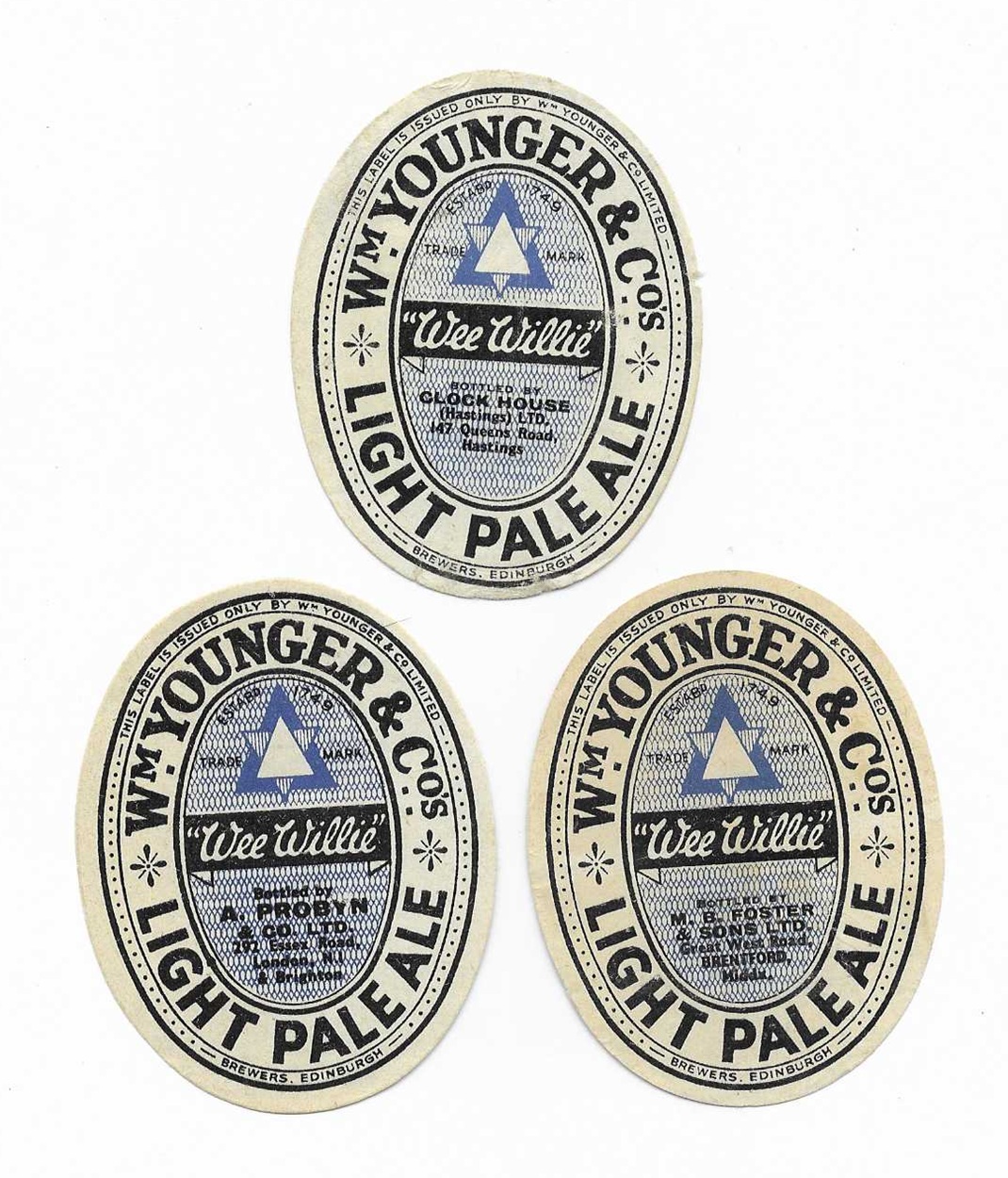 YOUNGER Wm. – WEE WILLIE – 3 DIFFERENT – SEE BOTH PICS – British Beer ...