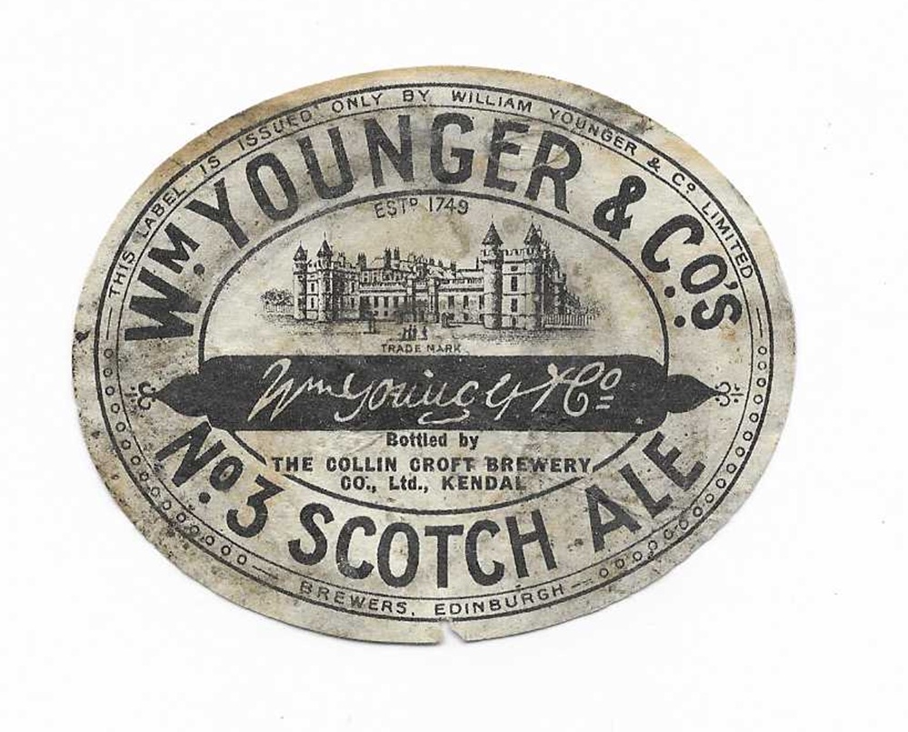 Wm. YOUNGER – COLIN CROFT BREWERY – GRUBBY – 65mm TALL – SEE BOTH PICS ...