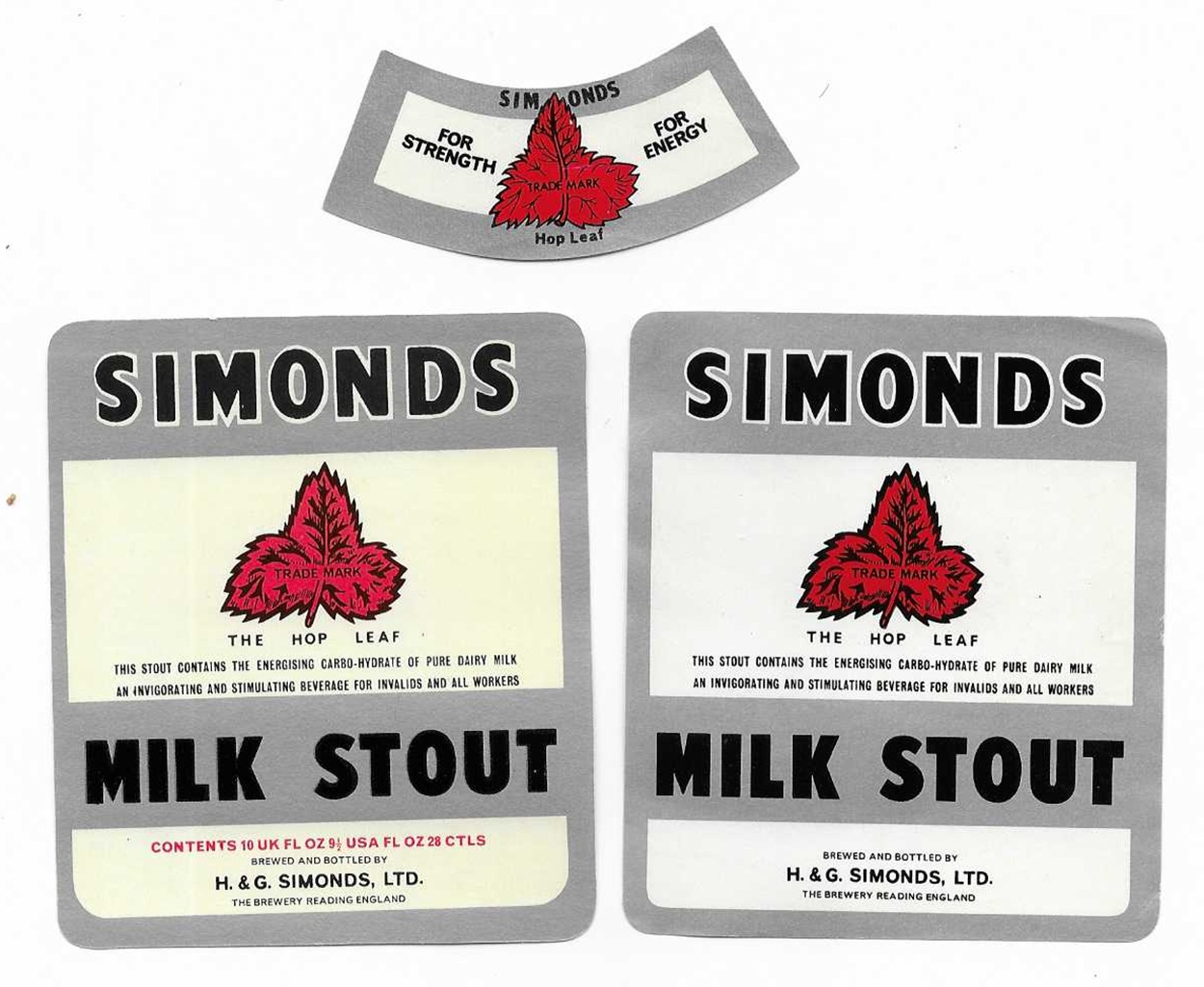 SIMONDS OF READING – MILK STOUT – 2 DIFFERENT AND NECK LABEL – British ...