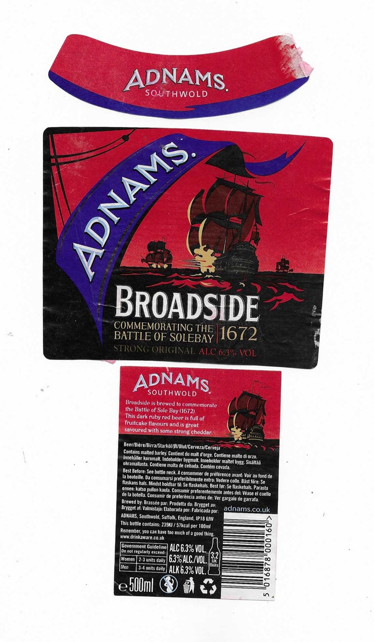 ADNAMS OF SOUTHWOLD – BROADSIDE ( B ) – USED – British Beer Labels