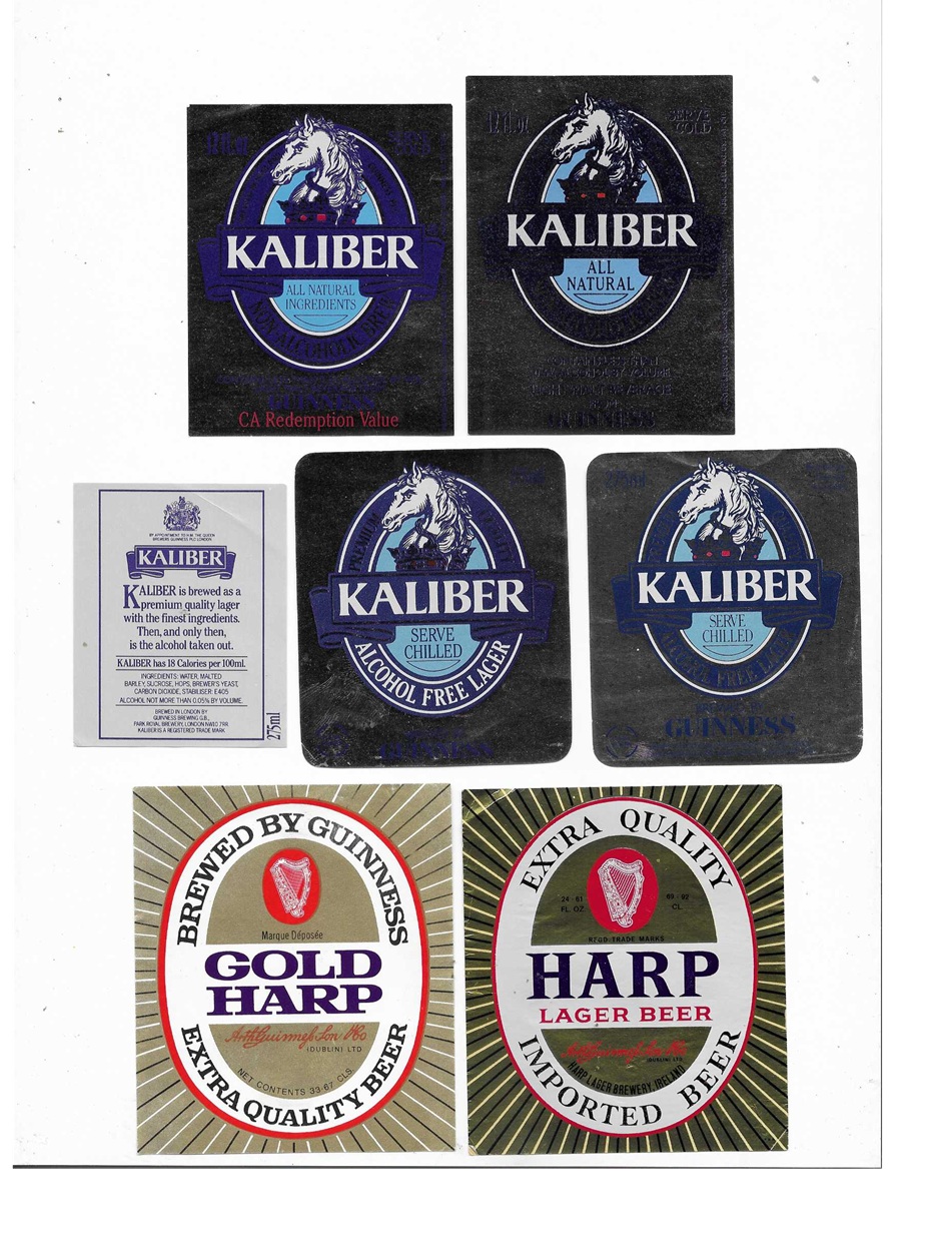 GUINNESS – KALIBER & HARP GROUP – British Beer Labels