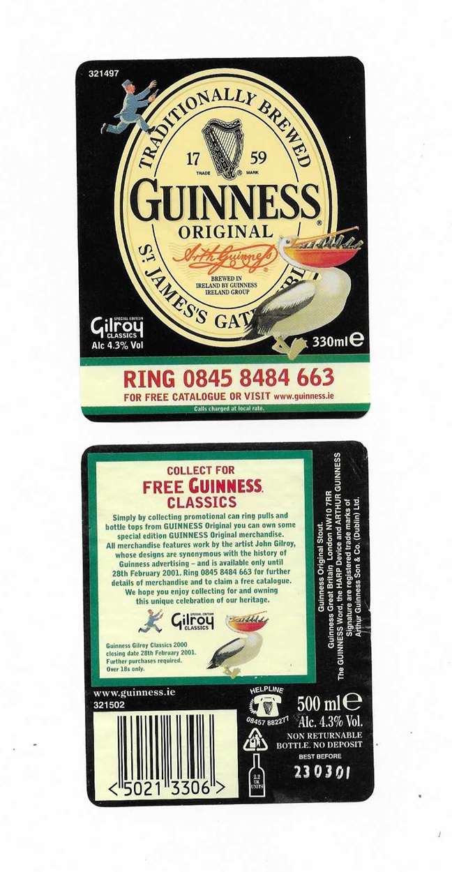 GUINNESS – PELICAN – British Beer Labels